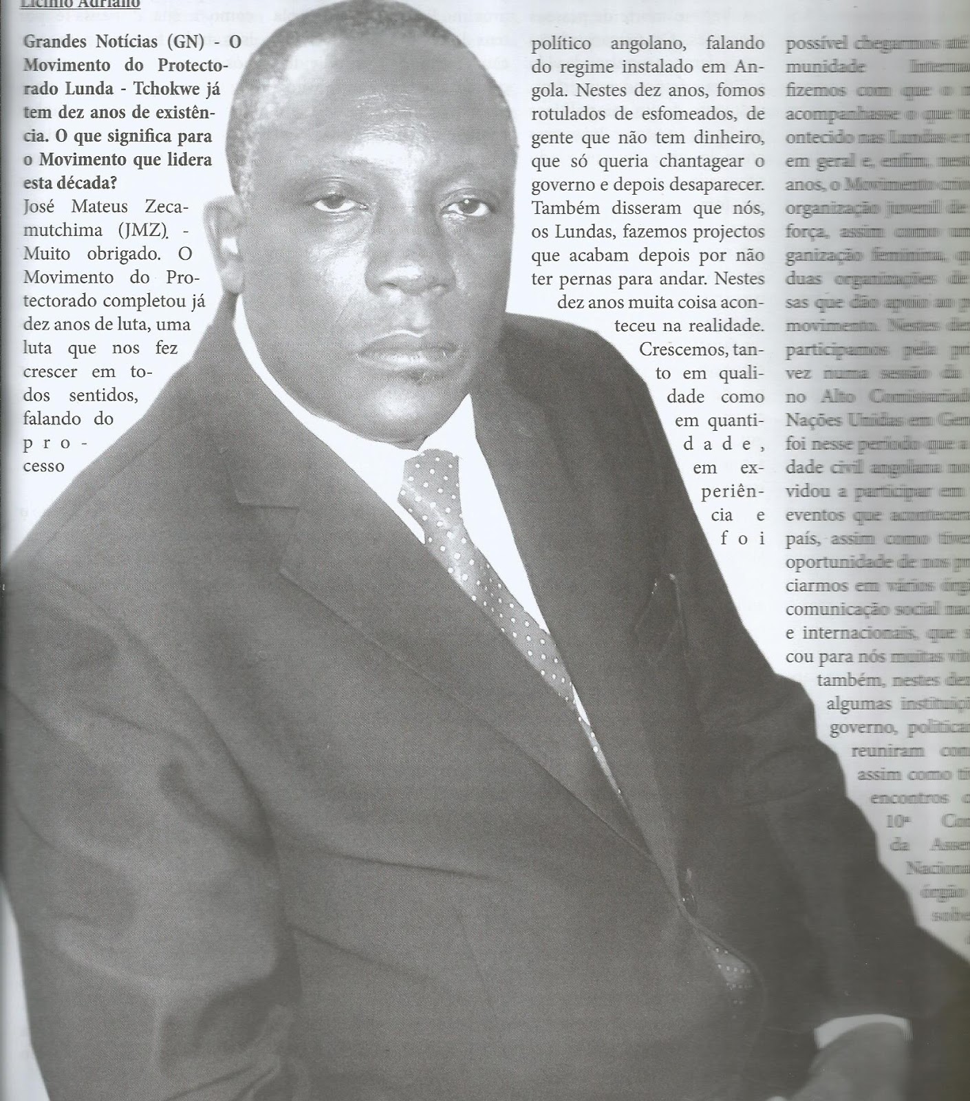 MOVIMENTO DO PROTECTORADO LUNDA TCHOKWE: ZECAMUTCHIMA, ANUNCIA MEDIAÇÃO ...