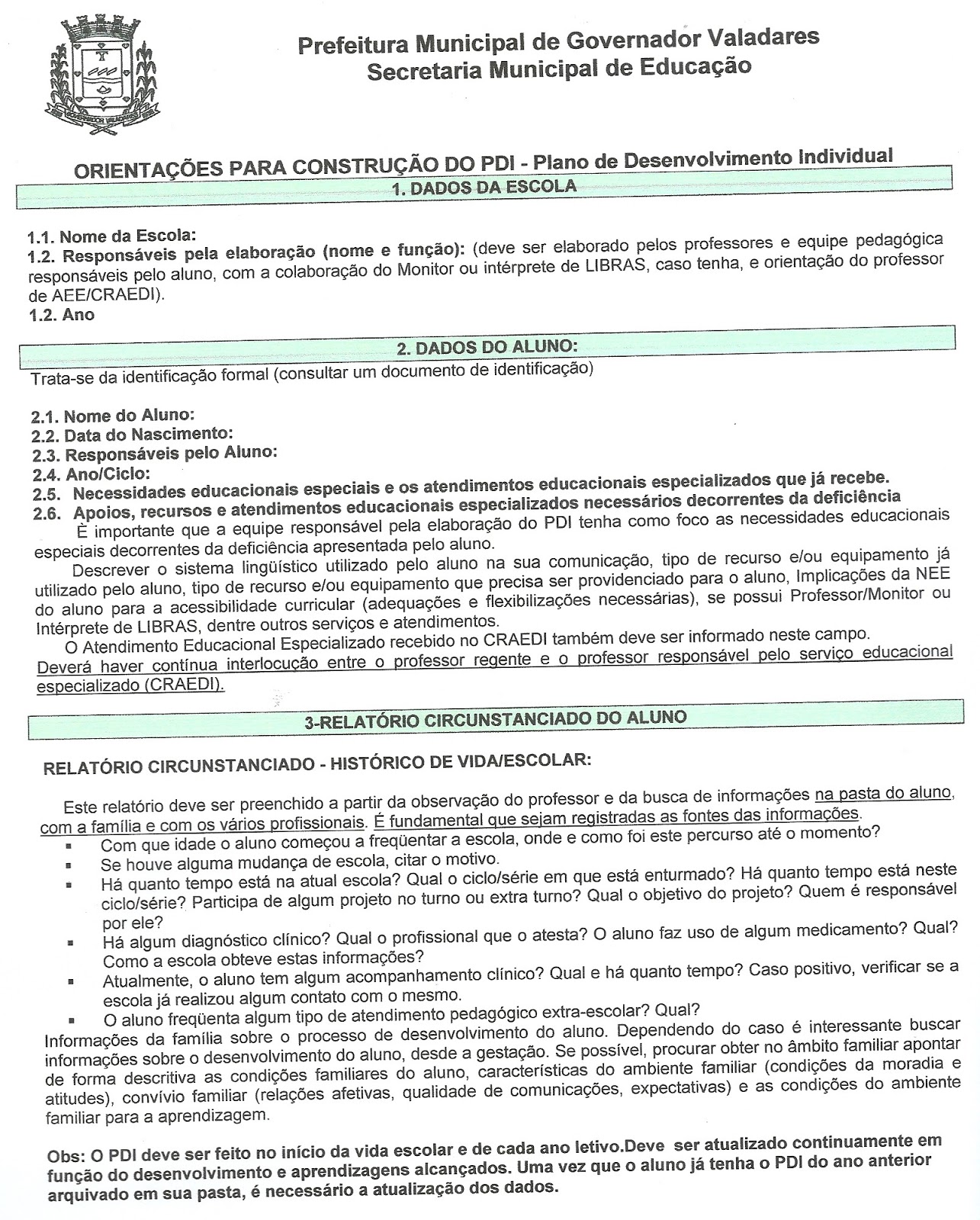 A GENTE É PROFESSOR # PROFESSORA NÉIA: Modelo de PDI - Plano de ...