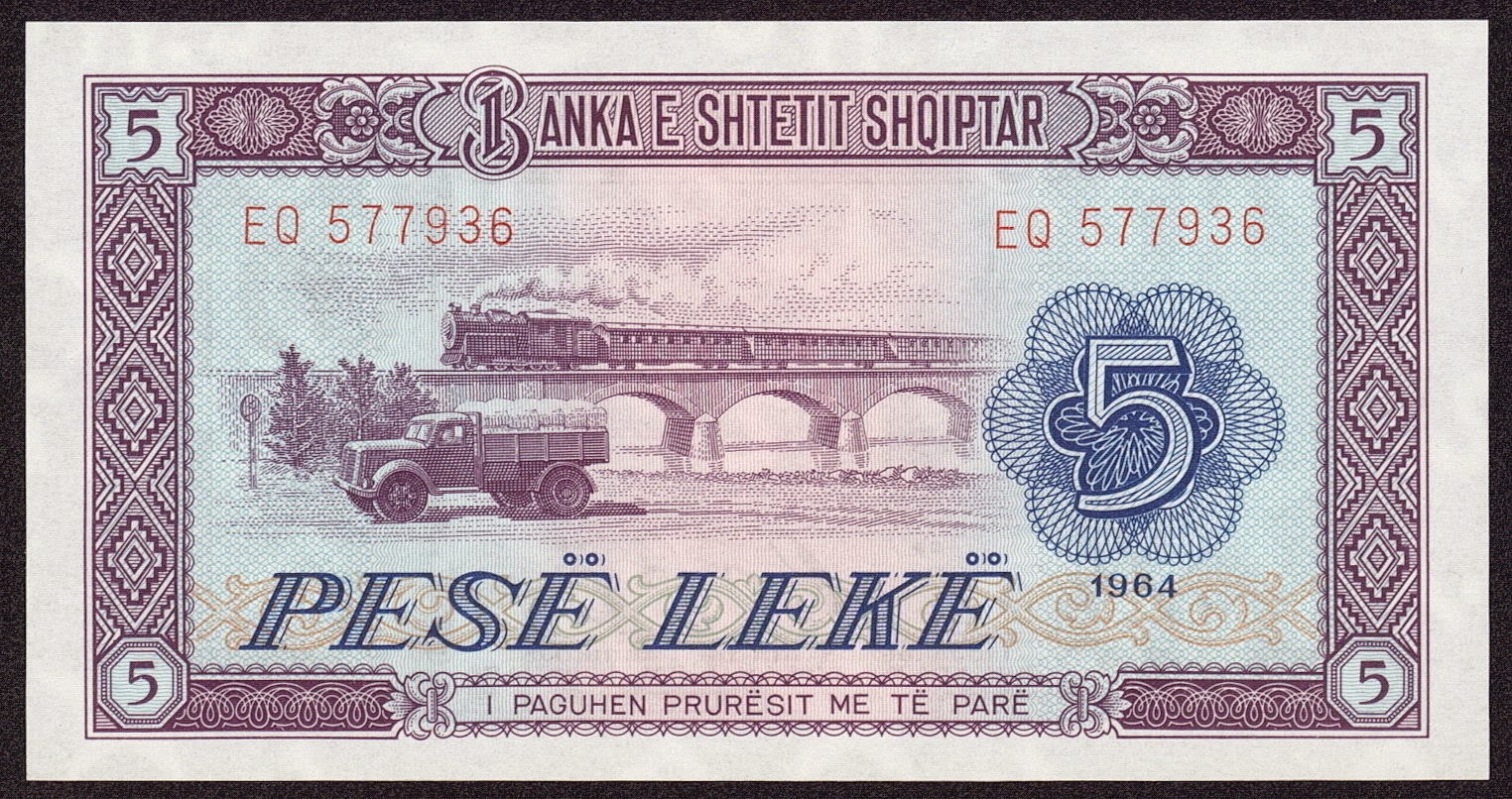 Albania 5 Lek banknote 1964|World Banknotes & Coins Pictures | Old ...