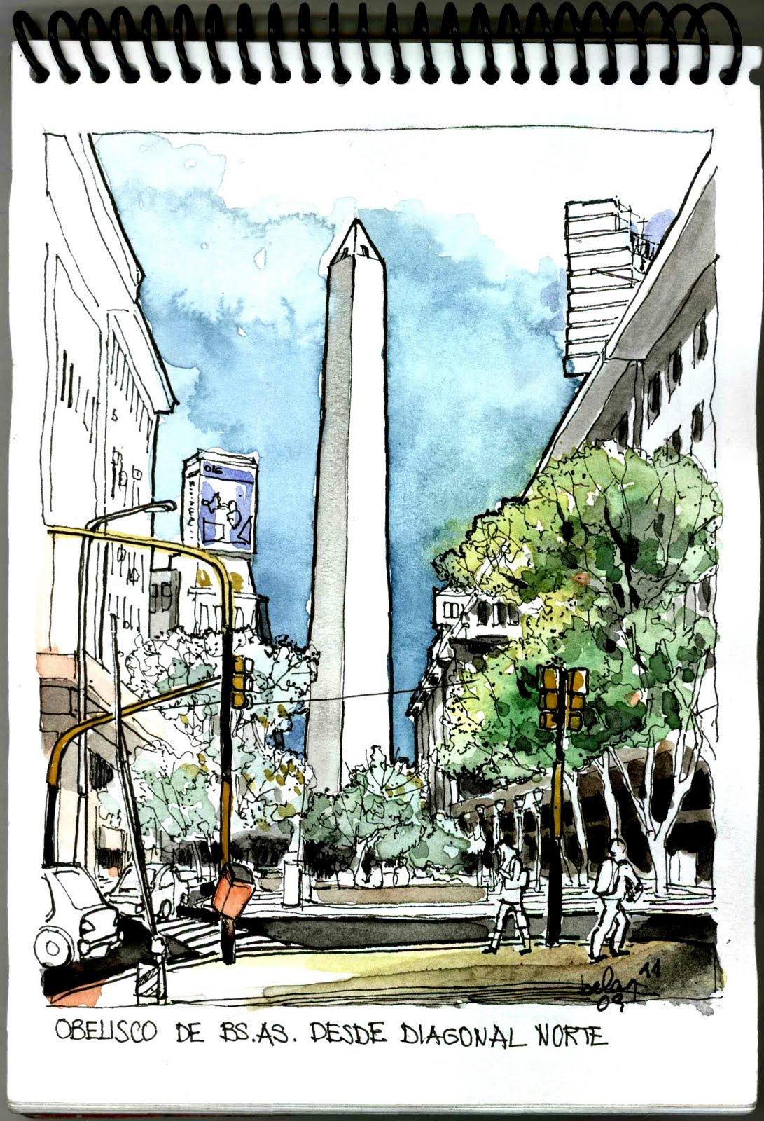 dibujos isabel antelo: juntada en obelisco, plaza de la república 2