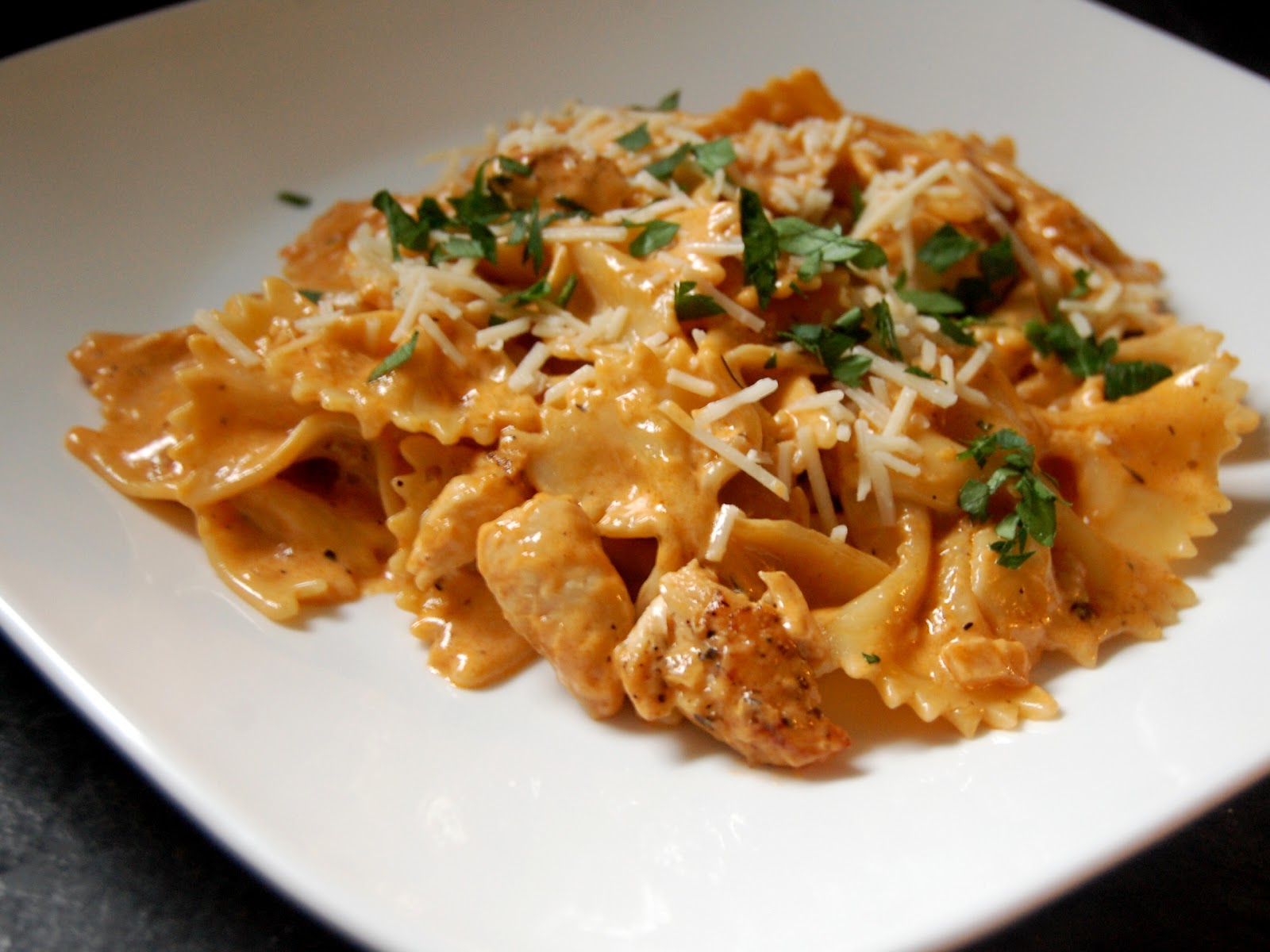 Cassie Craves Farfalle With Chicken In Sun Dried Tomato Pesto Cream Sauce