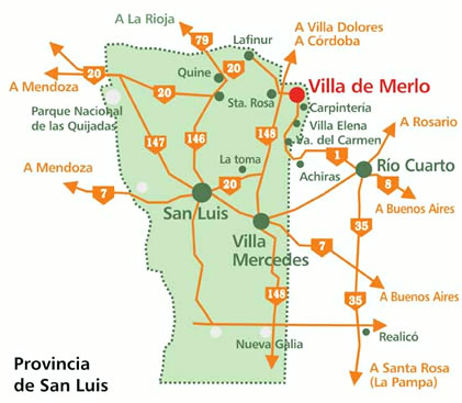Dorado del Sol Casa de Montaña Merlo, San Luis: UBICACION