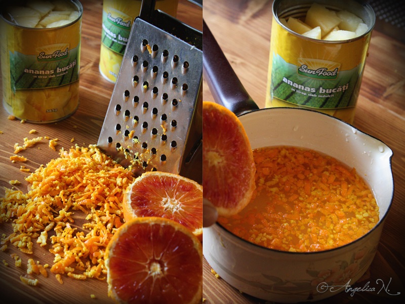 Angel's food: Buchet de briose cu ananas si crema cu portocale rosii