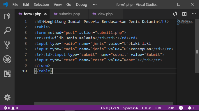 pemrograman JOSS: MEMBUAT TABEL DALAM HTML by VISUAL STUDIO CODE
