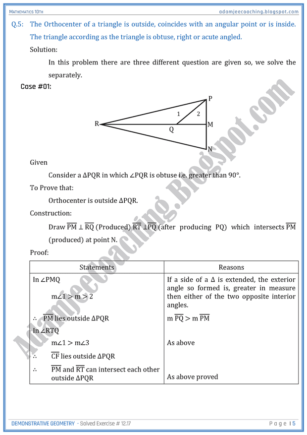 Adamjee Coaching: Demonstrative Geometry - Exercise 12.17 - Mathematics ...