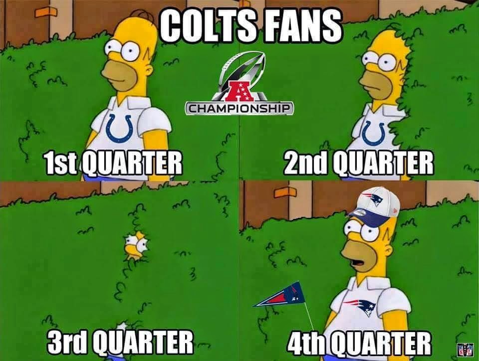 22 Meme Internet: Colts Fans. 1st quarter, 2nd quarter, 3rd quarter ...
