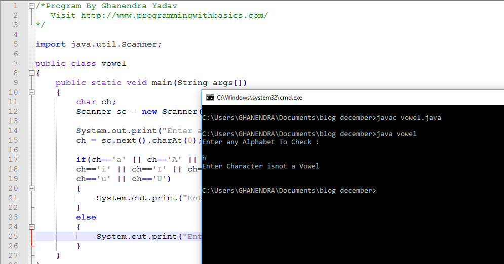 C Program To Check Vowel Or Not C Program To Check Vowel Or Consonant
