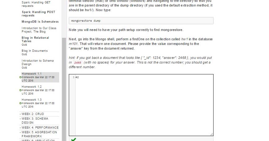 Mongo Db For Java Developer Exam Mongo Db For Java Developer M101j Home Work Question Answers