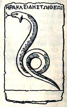 Sacre Sponde: Disegno di un serpente da un tempio greco