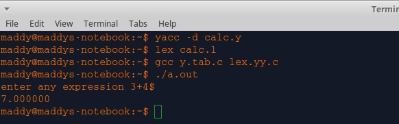 Idiots Algorithm: Syntax Analysis using YACC