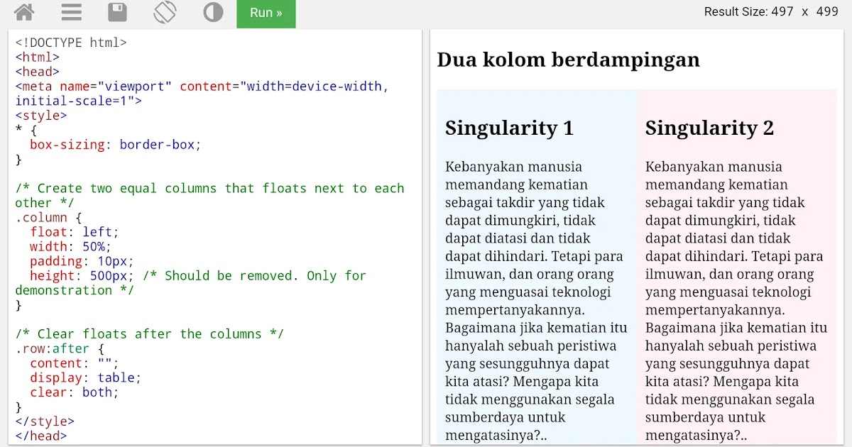 Cara Membuat Dua Kolom Sejajar Dengan Css