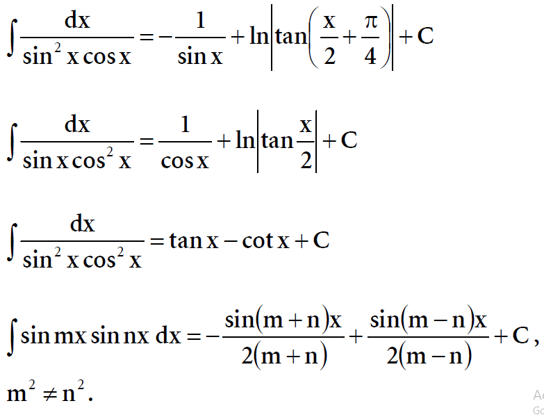 Integrals of Trigonometric Functions