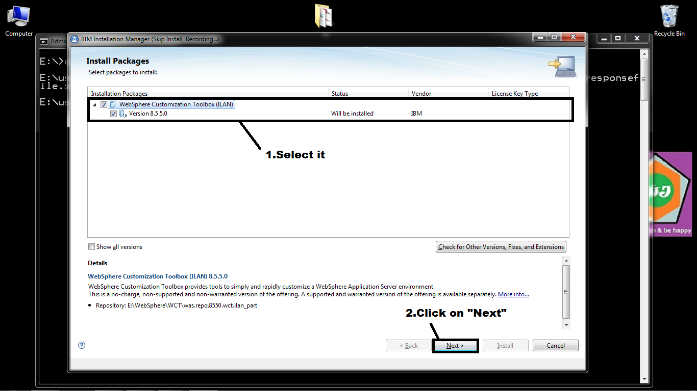 IBM WebSphere Application Server: install WebSphere Customization Toolbox(WCT) v 8.5 for WAS in ...