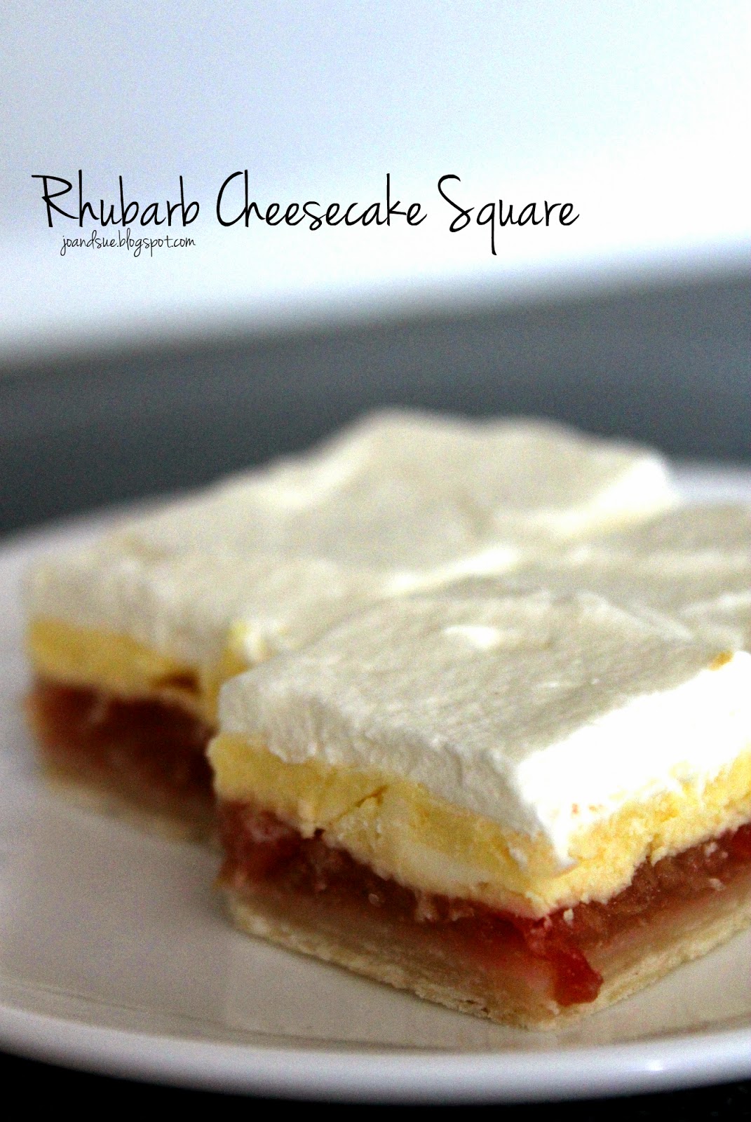 Jo and Sue: Rhubarb Cheesecake Square