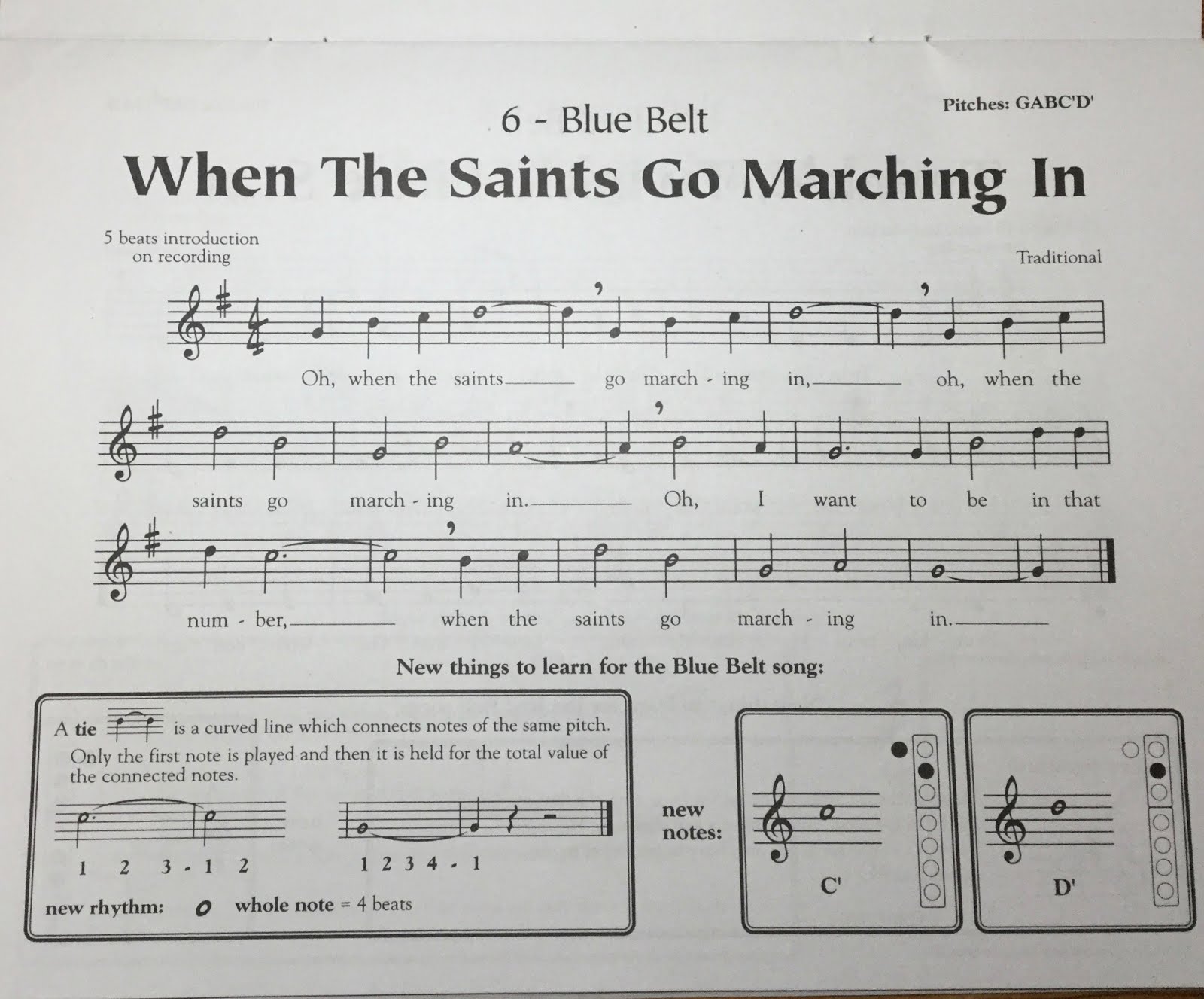 Crestview Recorder Karate: Blue Belt - When the Saints Go Marching In