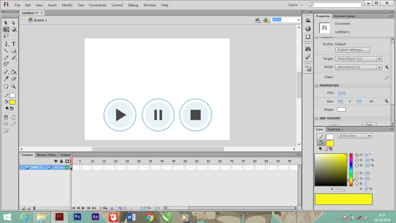Membuat Tombol Play,Pause dan Stop suara menggunakan Actionscript 2.0