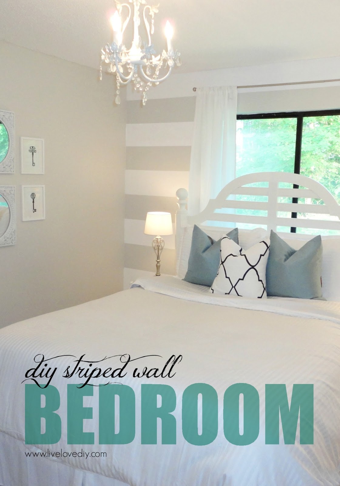 LiveLoveDIY: DIY Striped Wall Guest Bedroom Makeover