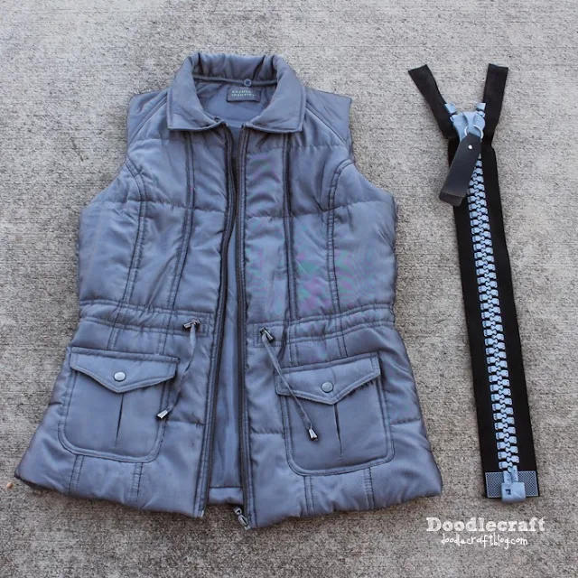 Giant Zipper Puffer Vest Upcycle!