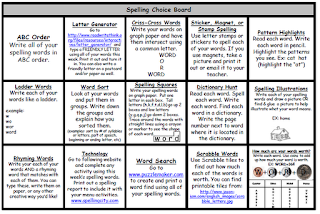 The Organized Chaos Of Instruction: More Spelling Choice Boards ...