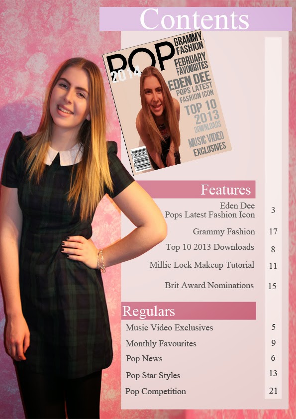 Media AS Coursework- Music Magazine: Magazine Contents Page- Feedback