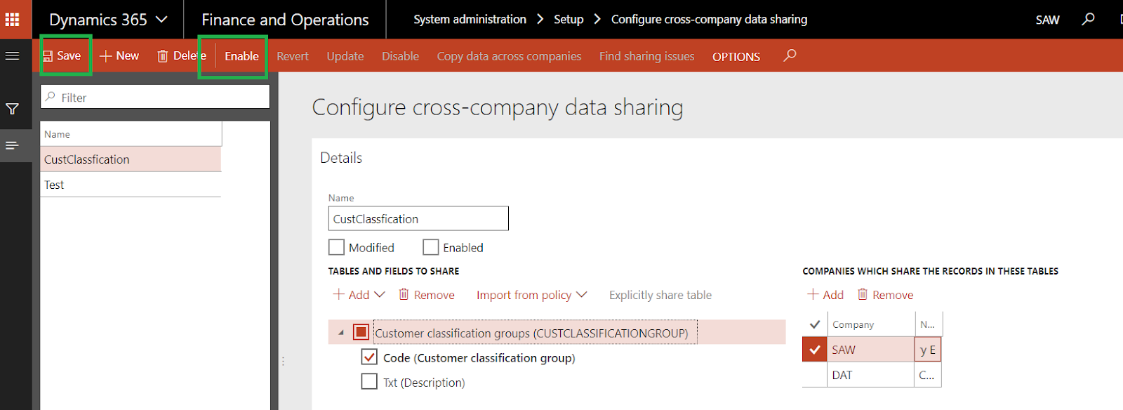 How to enable Cross-Company Data Sharing in Dynamics 365?