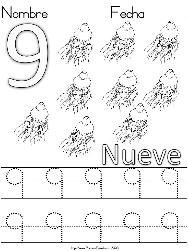 Trabajando en Educación Infantil: Otras 10 fichas del número 9