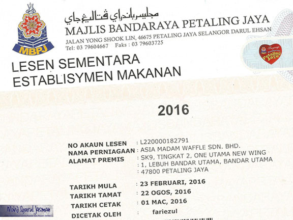 MOHD SYARUL JASMAN: MBPJ: Madam Waffle.