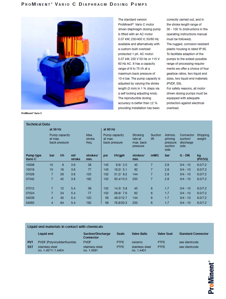 PROMINENT PUMP INDONESIA DOSING: DOSING PUMP PROMINENT TYPE MOTOR
