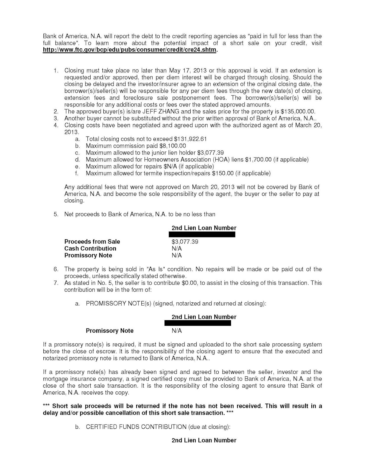 BOA Bank of America M&T Bank Short Sale Approval FairfaxVA Penderbrook