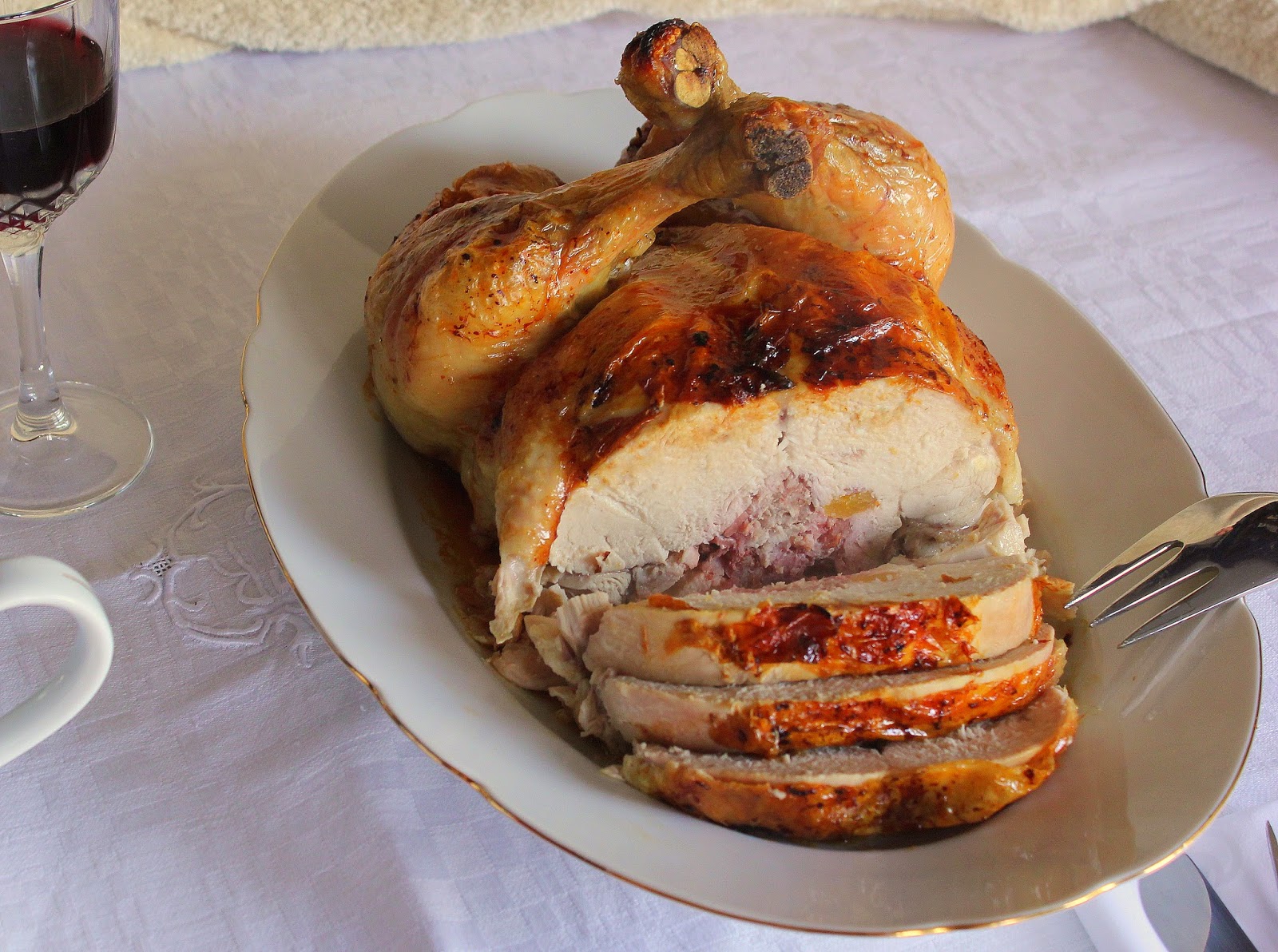 Pollo Relleno de Bacon, Ciruelas y Orejones (Sin huevo) - Cocinando con ...