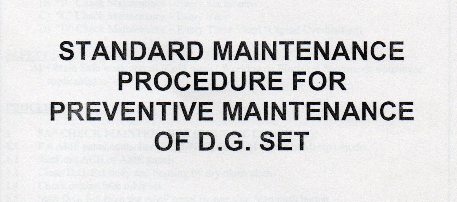 StanderdsElectrical: STANDARD MAINTENANCE FOR D.G.SET