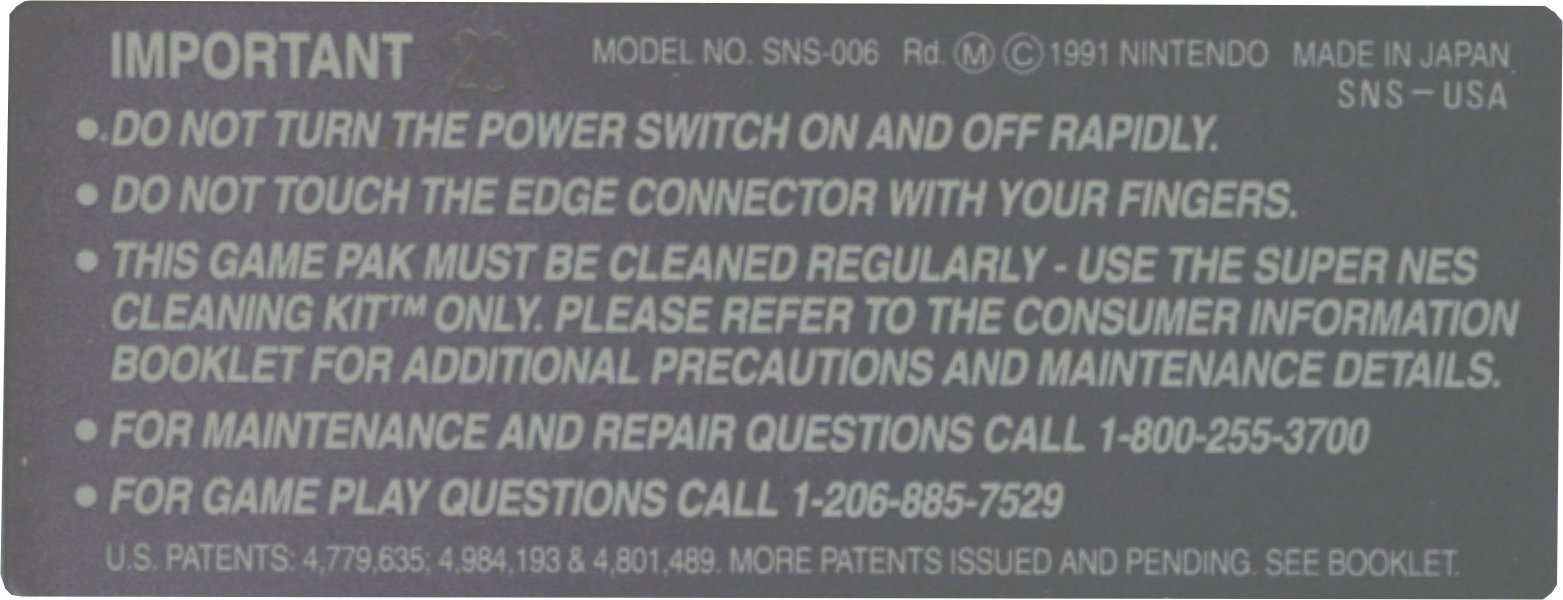 Eletronica e Jogos: Label Traseiro cartucho de SNES