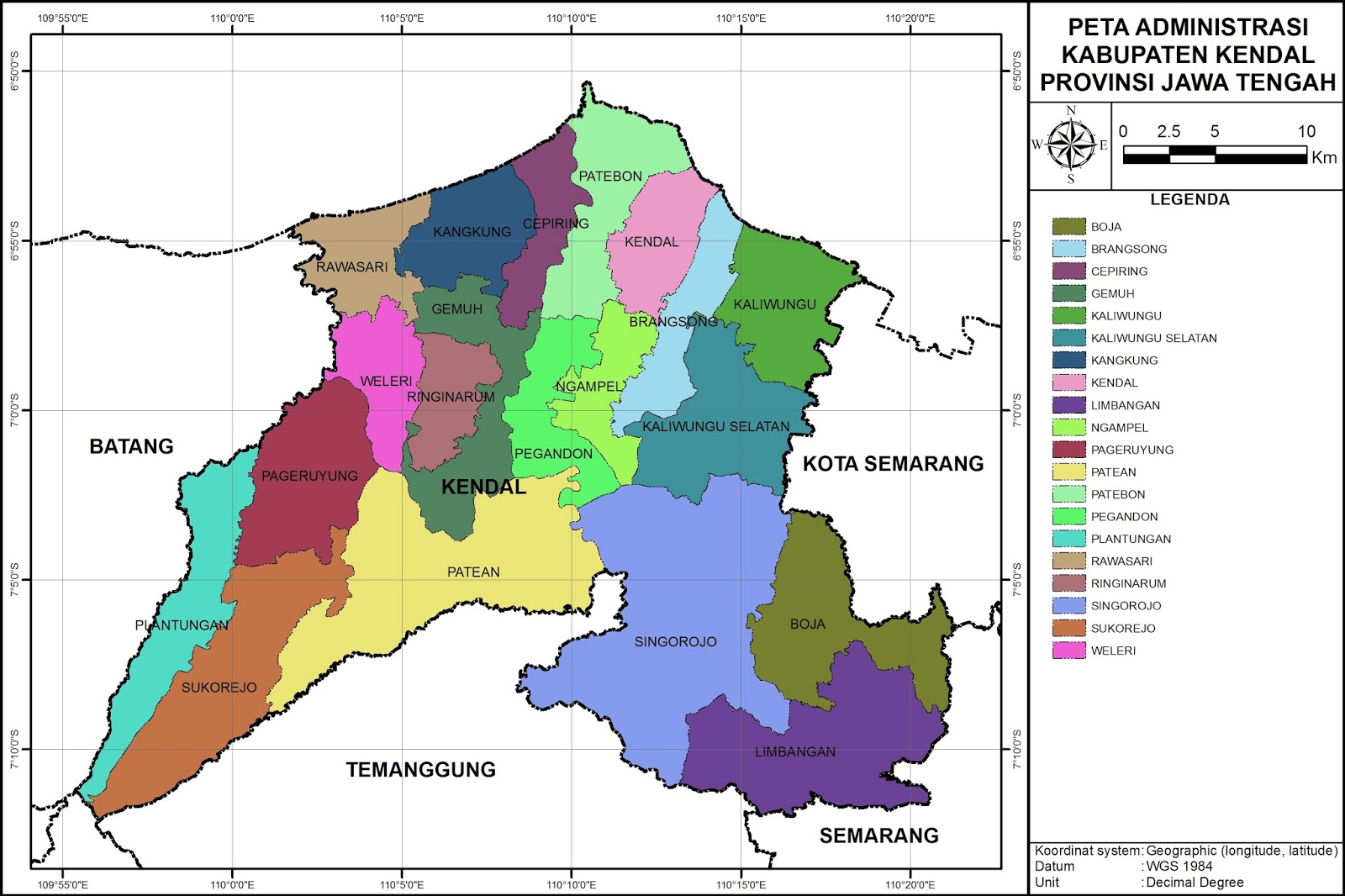 Peta Administrasi Kabupaten Kendal ~ NeededThing