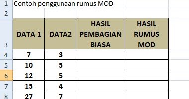 Mencari Sisa Pembagian dengan Rumus MOD Excel 2007 - Fungsi dan Rumus ...