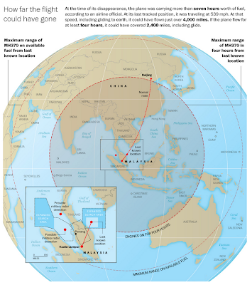 The AirSafe.com News: How far Malaysia Airlines flight MH370 could have ...