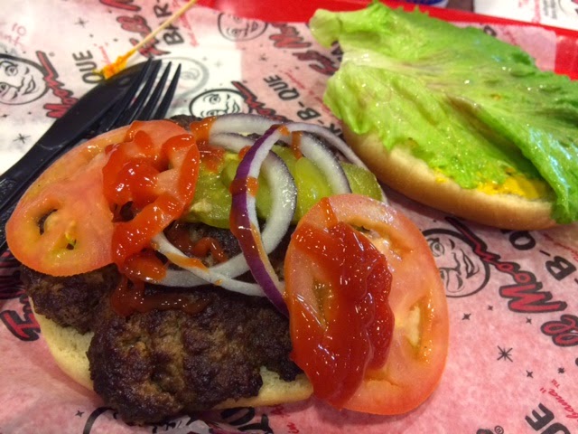 Man Up: Tales of Texas BBQ™: Burger & chopped pork at Full Moon BBQ ...