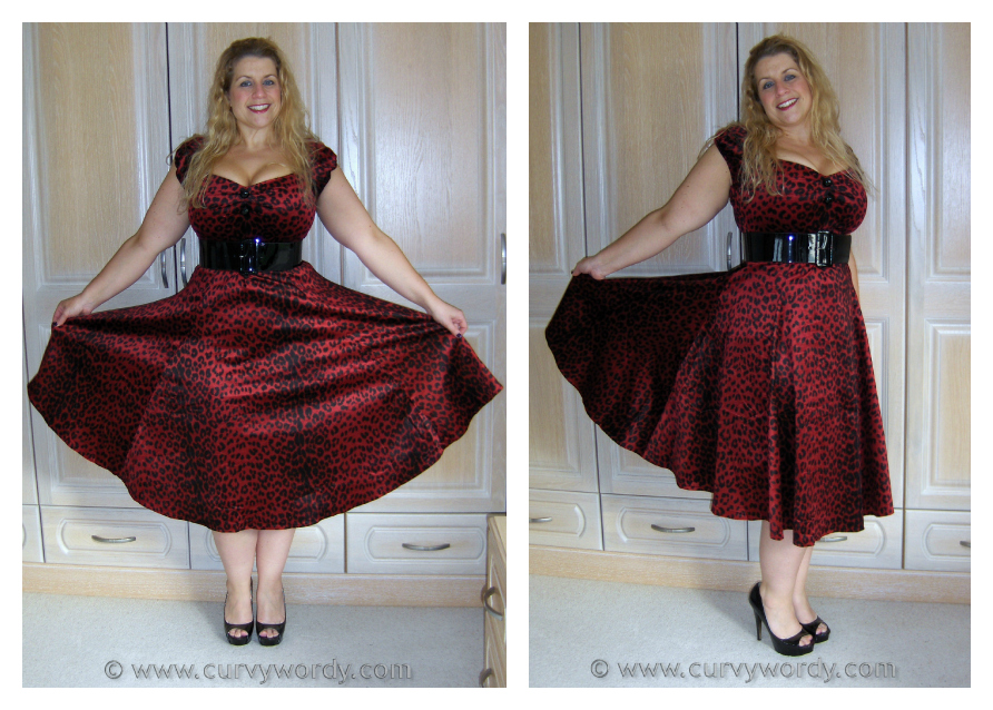 Collectif Dolores Doll Leo Red Velvet Dress - Curvy Wordy