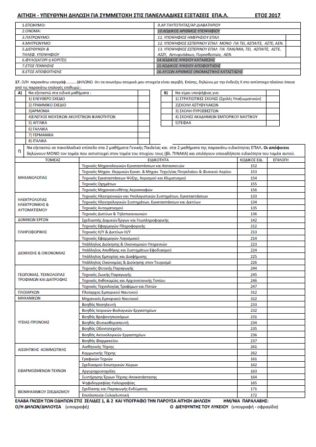 12ο ΕΠΑ.Λ ΘΕΣΣΑΛΟΝΙΚΗΣ: ΑΙΤΗΣΗ-ΔΗΛΩΣΗ ΓΙΑ ΣΥΜΜΕΤΟΧΗ ΣΤΙΣ ΠΑΝΕΛΛΑΔΙΚΕΣ ...