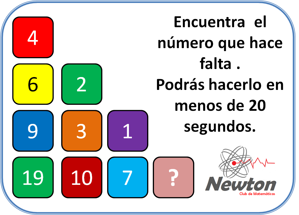 Encuentra el número que hace falta .Podrás hacerlo en menos de 20 segundos.