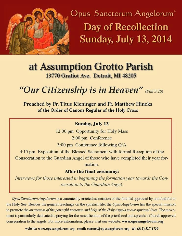 Te Deum laudamus!: Day of Recollection this Sunday at Grotto; and ...