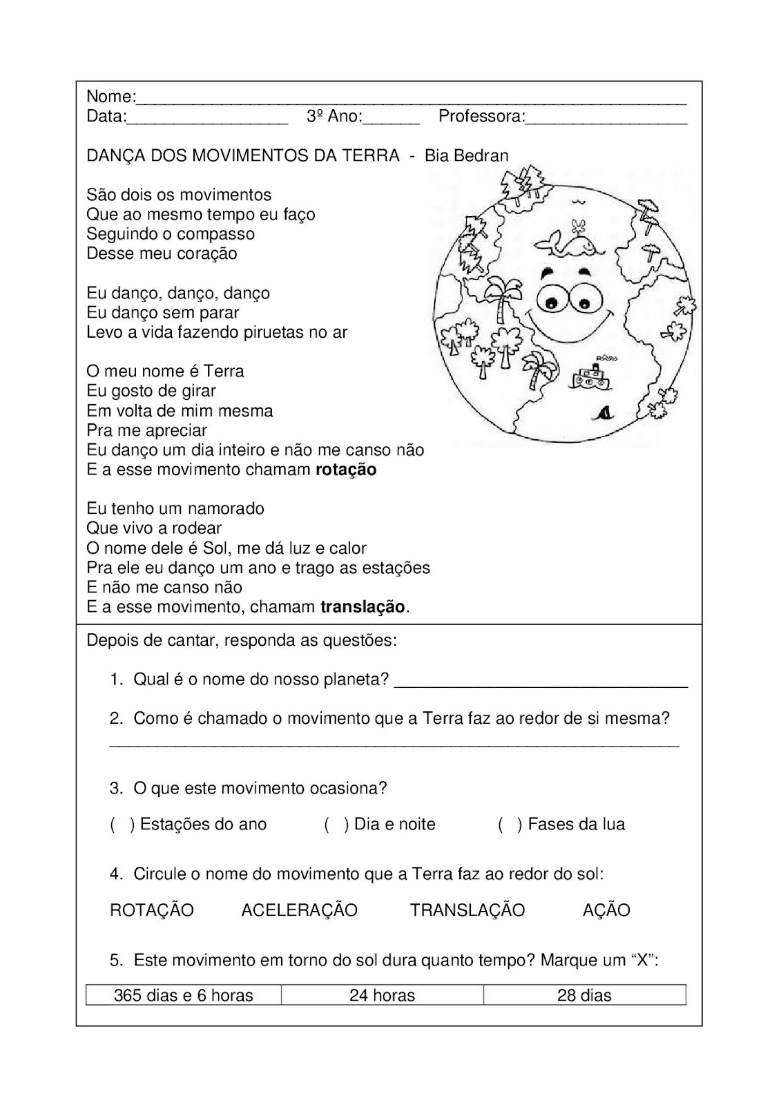 Exercicio Movimentos Da Terra - BRAINCP