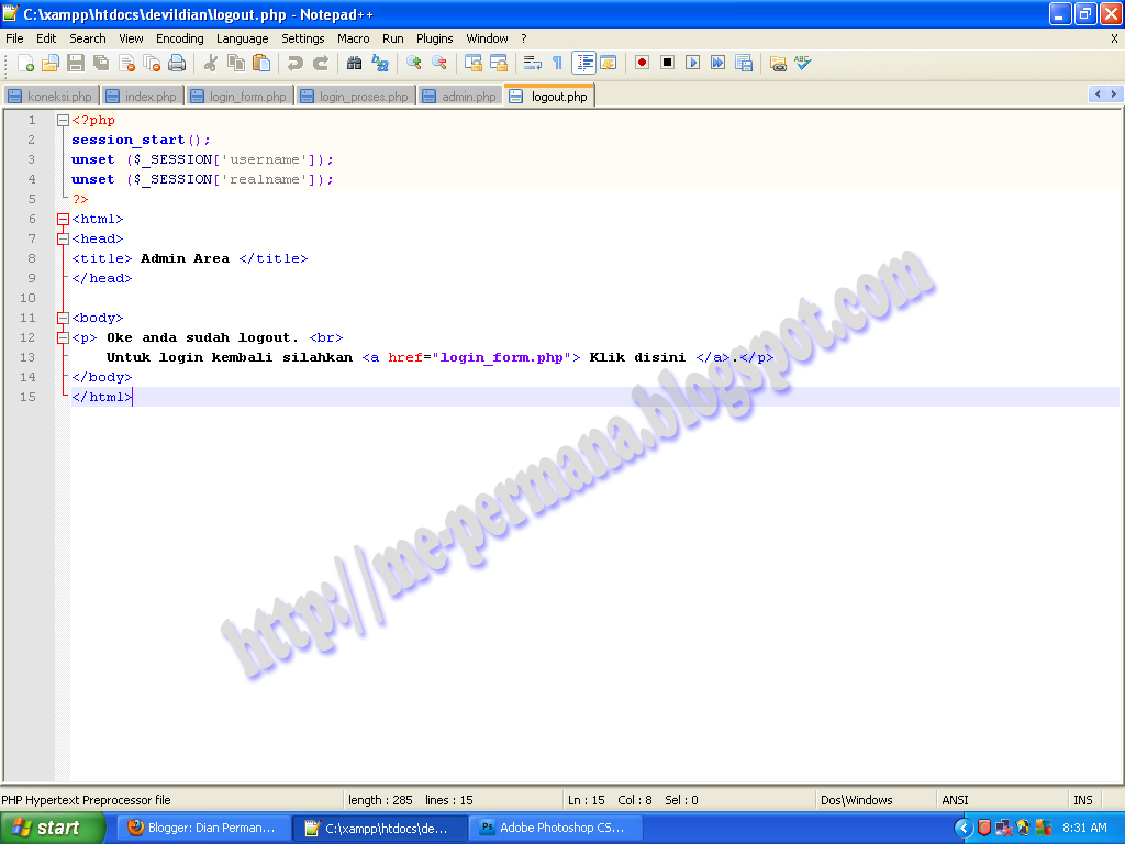 Tutorial lengkap membuat form Login dan Logout dengan PHP dan Mysql ...