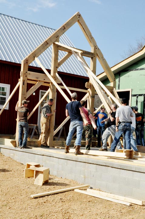 Beaverdam Creek Farm: Timber Frame Raising - Bent #1