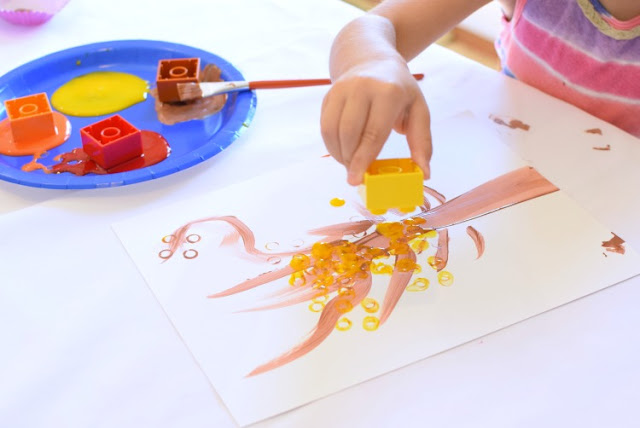 LEGO Stamped Fall Tree Craft | What Can We Do With Paper And Glue