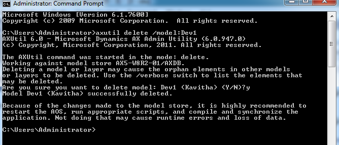 Ms Dynamics Axapta World Uninstall Or Remove Model From Ax Using Cmd Prompt