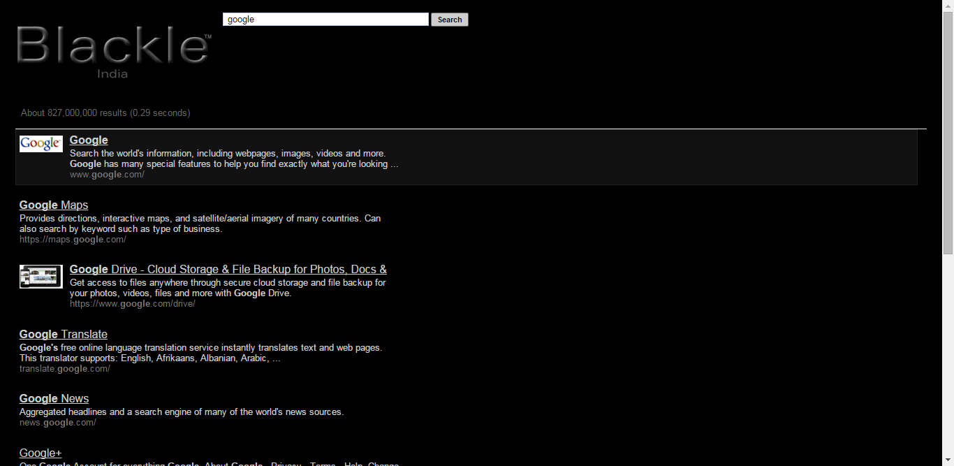 Black Google (Energy Saving Search Engine [Blackle]) - VSolution