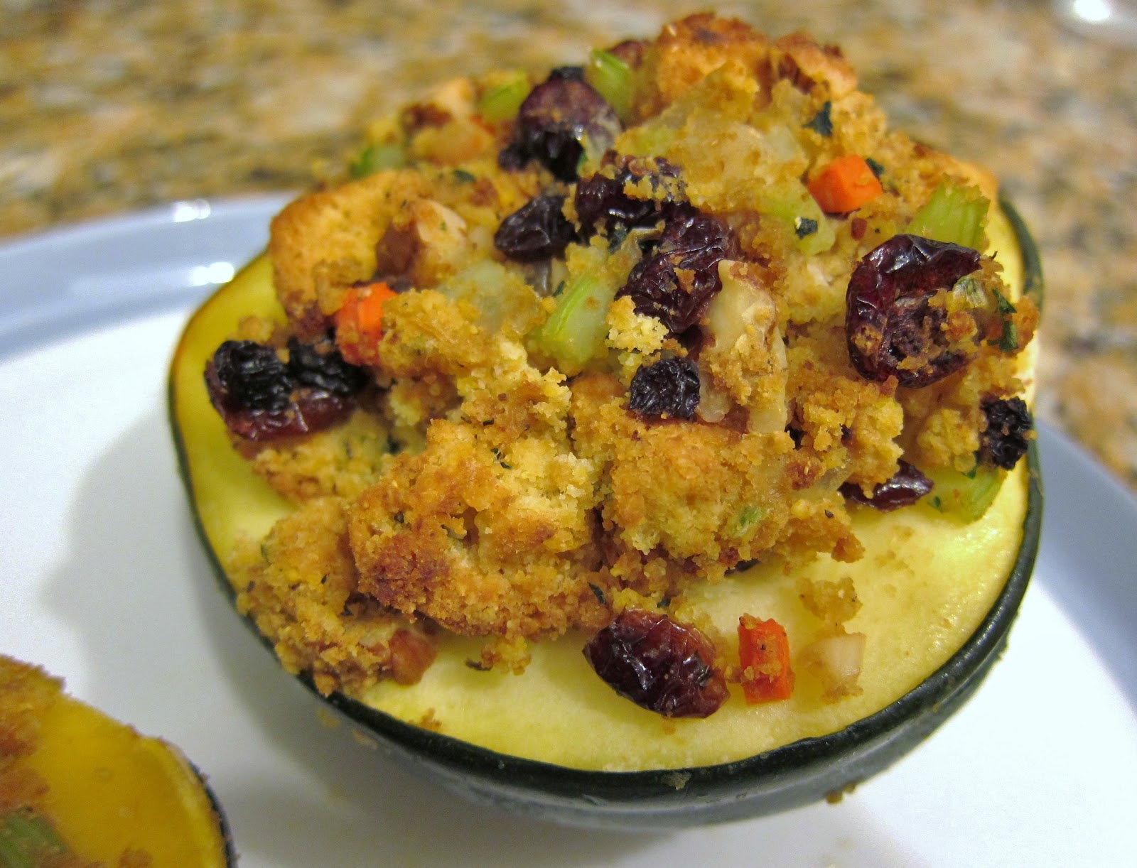The Vegan Chronicle: Roasted Squash Stuffed with Corn Bread Dressing