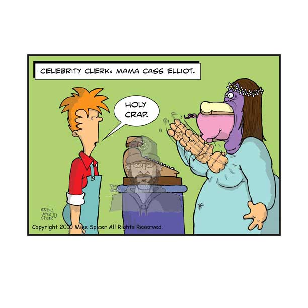 Mike Spicer Cartoonist / Caricaturist.: CELEBRITY CLERK: MAMA CASS ELLIOT