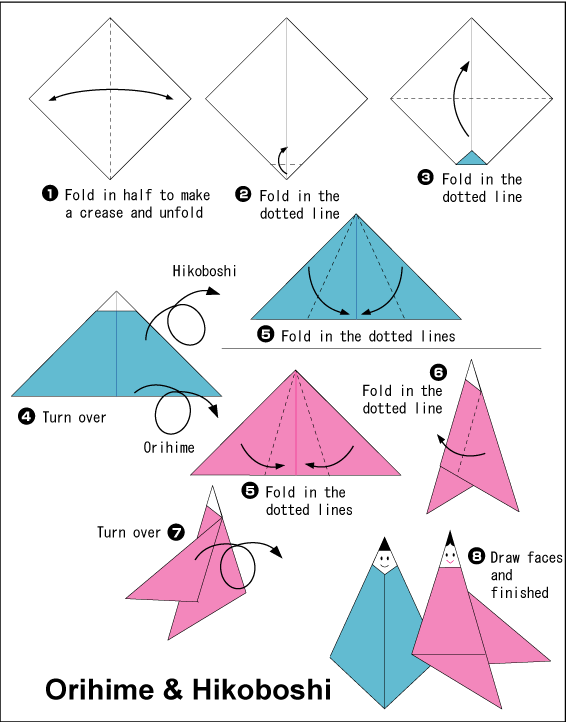 Hikoboshi and Orihime - Easy Origami instructions For Kids