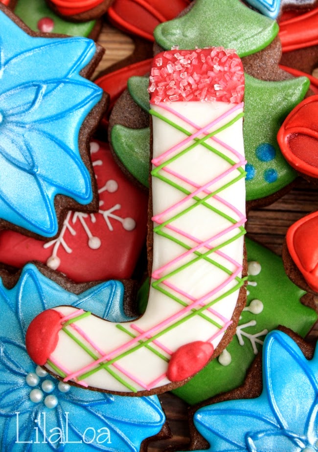 Candy Cane Christmas Stocking Cookies